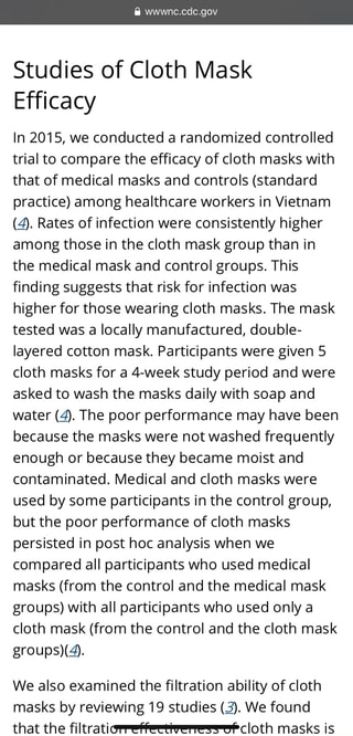 @ wwwnc.cdc.gov Studies of Cloth Mask Efficacy In 2015, we conducted a ...