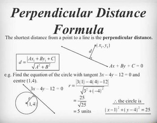 Perpendicular Distance Formula The shortest distance from a point to a ...