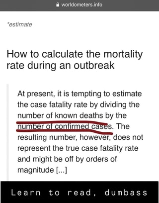 How to calculate the mortality rate during an outbreak At present, it ...