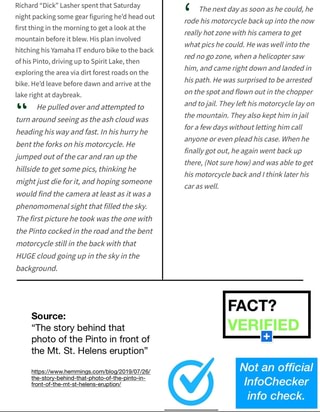 On May 18th 1980 Richard Lasher took this picture of Mount St. Helens ...