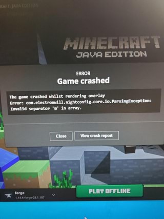 ERROR Game crashed The game crashed whilst rendering overlay Error: com ...