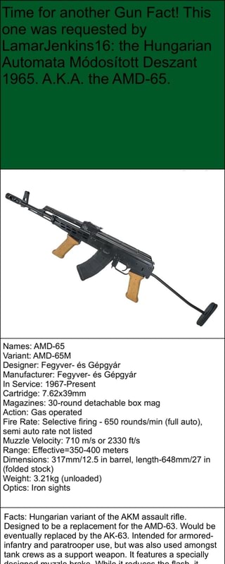 Names: AMD-65 Variant: AMD-65M Designer: Fegyver- és Gépgyár ...