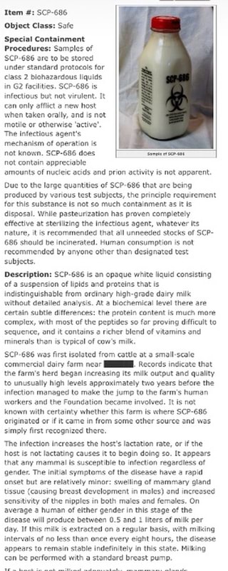 Object Class: Safe Special Containment Procedures: Samples of SCP-686 ...
