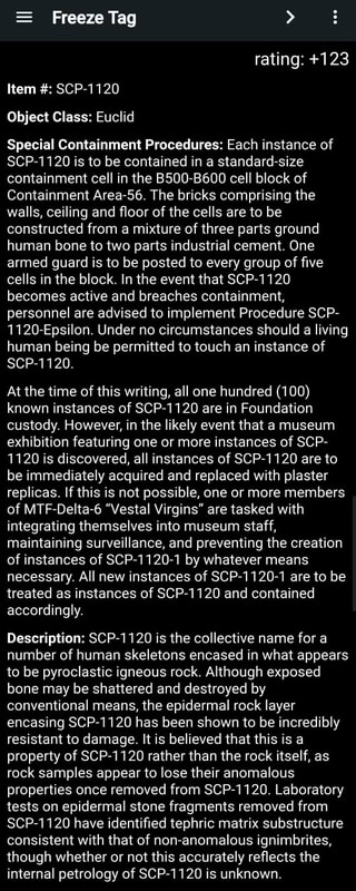 Special Containment Procedures: Each instance of SCP-1120 is to be ...