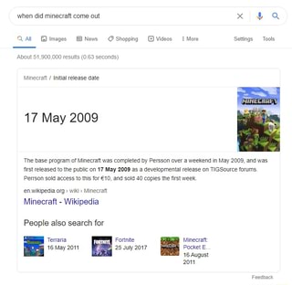 When did minecraft come out Qall News Shopping Videos More About ...