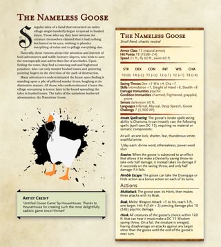 Prokopetz If I was going to put the Horrible Goose in a D&D game, I ...