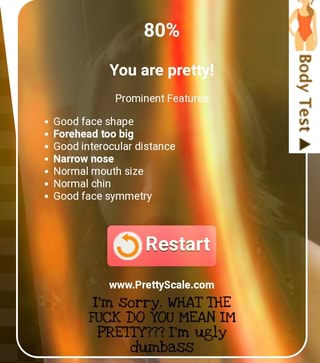You are ugly! Good face shape Normal forehead size Wide interocular ...