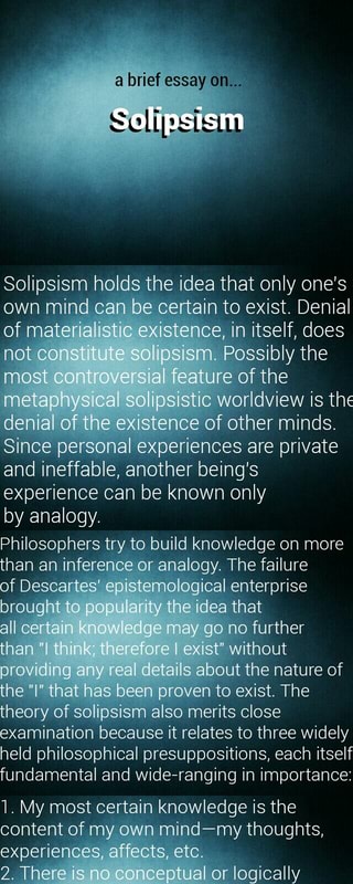 Solipsism memes. Best Collection of funny solipsism pictures on iFunny