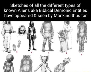 Sketches of all the different types of known Aliens aka Biblical ...