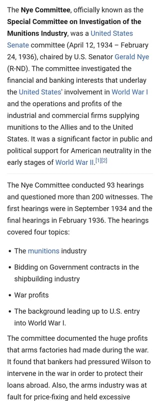 The Nye Committee, officially known as the Special Committee on ...