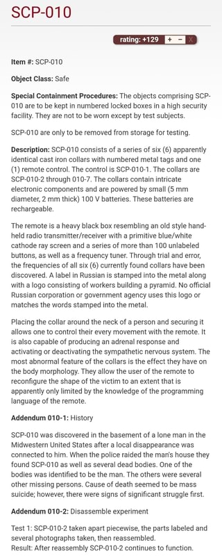 Object Class: Safe Special Containment Procedures: The objects ...