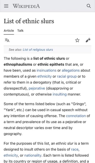 Wats List of ethnic slurs - iFunny