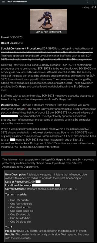 Following Interview 3973-1 and Dr. Harpy's request, SCP-3973's ...