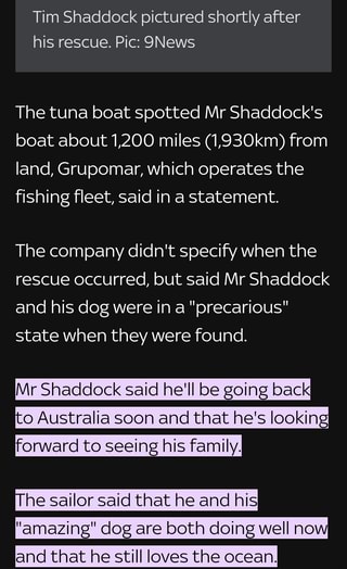 Australian sailor and his dog survive two months at sea I Ss Tim ...