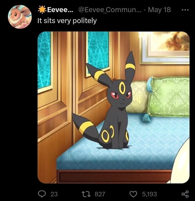 Eevee... @Eevee Commun... May 18 It sits very politely 5,193 - iFunny