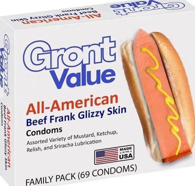 Value all-American Beef Frank Glizzy Skin Condoms variety of Mustard ...