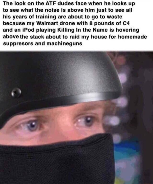 The look on the ATF dudes face when he looks up to see what the noise ...