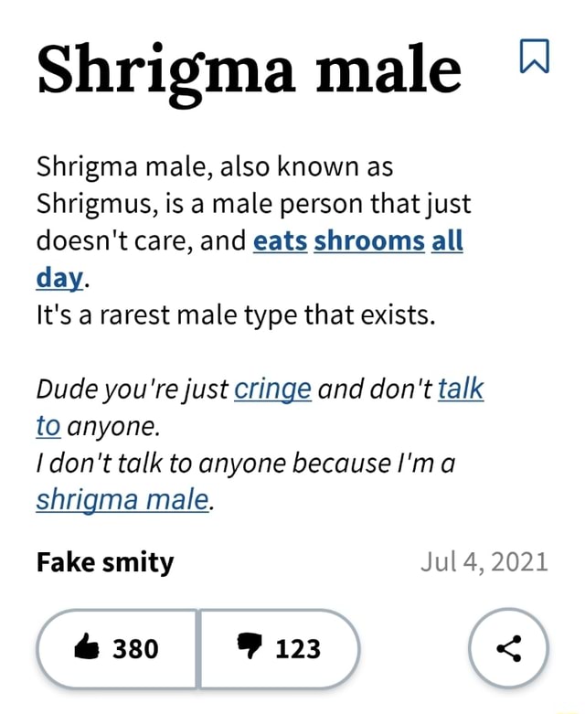 Shrigma male Shrigma male, also known as Shrigmus, is a male person ...