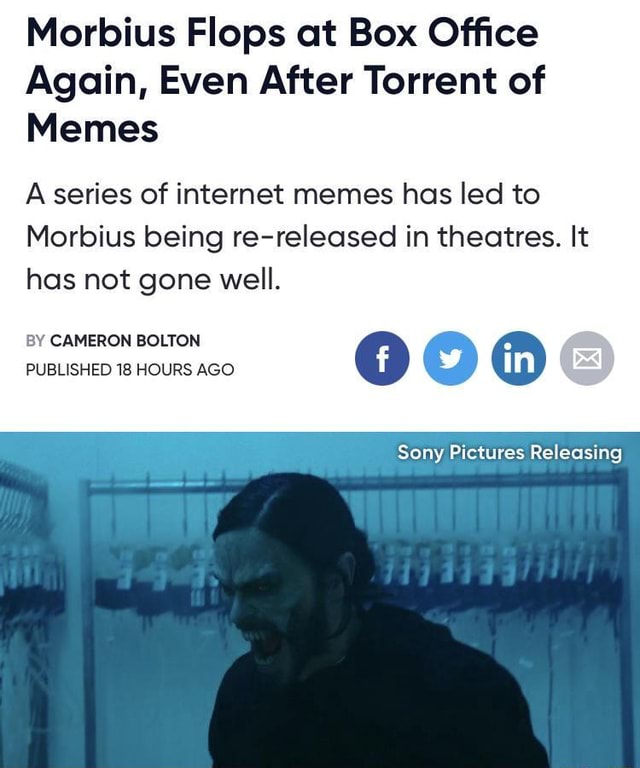Morbius Flops at Box Office Again, Even After Torrent of Memes A series ...