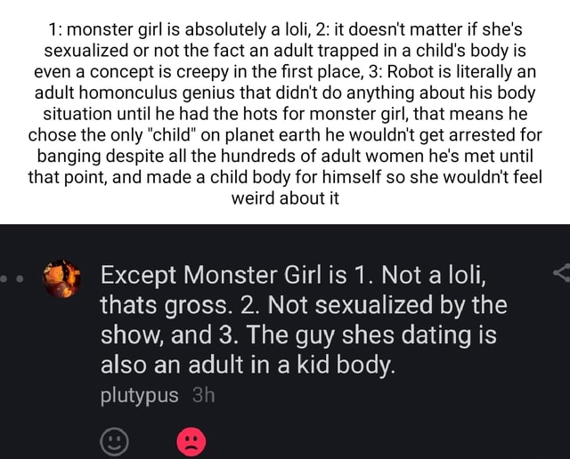1: monster girl is absolutely a loli, 2: it doesn't matter if she's ...