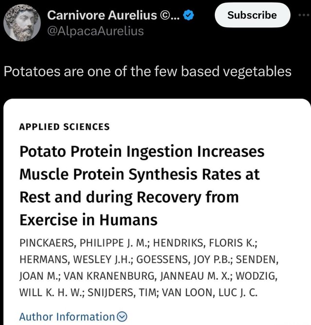 Carnivore Aurelius subscribe Potatoes are one of the few based ...