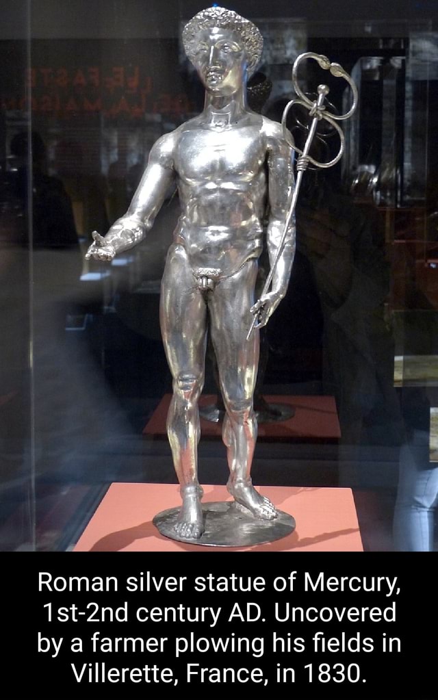 Roman silver statue of Mercury, 1st-2nd century AD. Uncovered by a ...