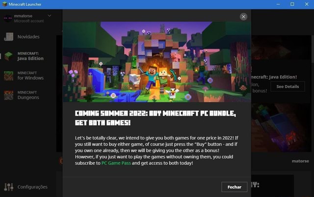 Mmatorse BB novidates MINECRAFT: Java Edition MINECRAFT for Windows ...