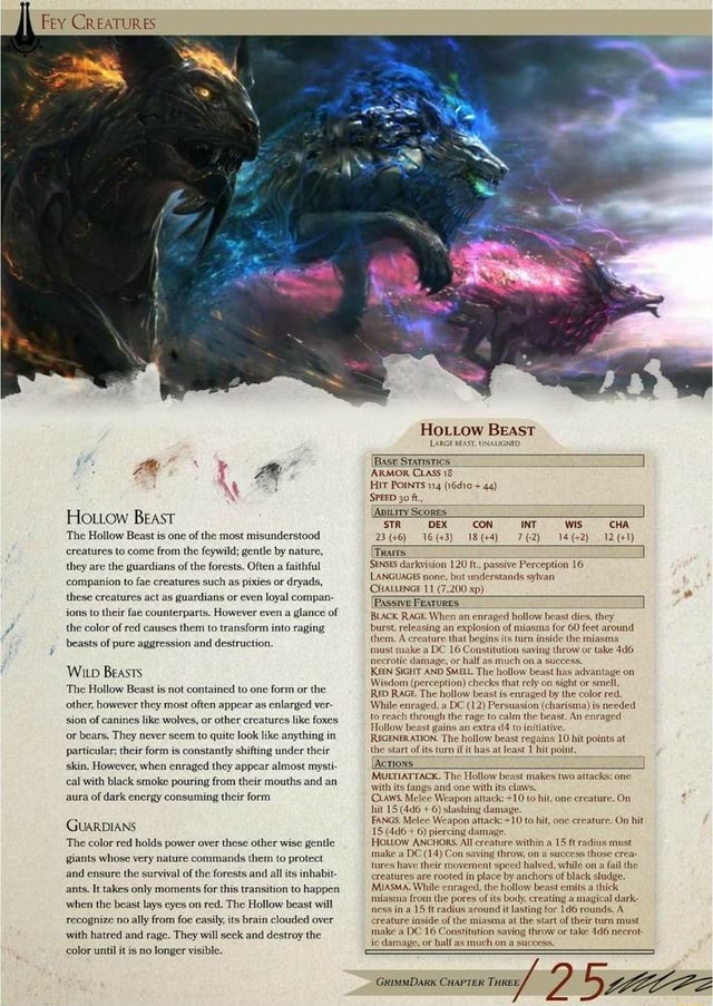 Fey CREATURES Hottow Beast The Hollow Beast is one ofthe most ...