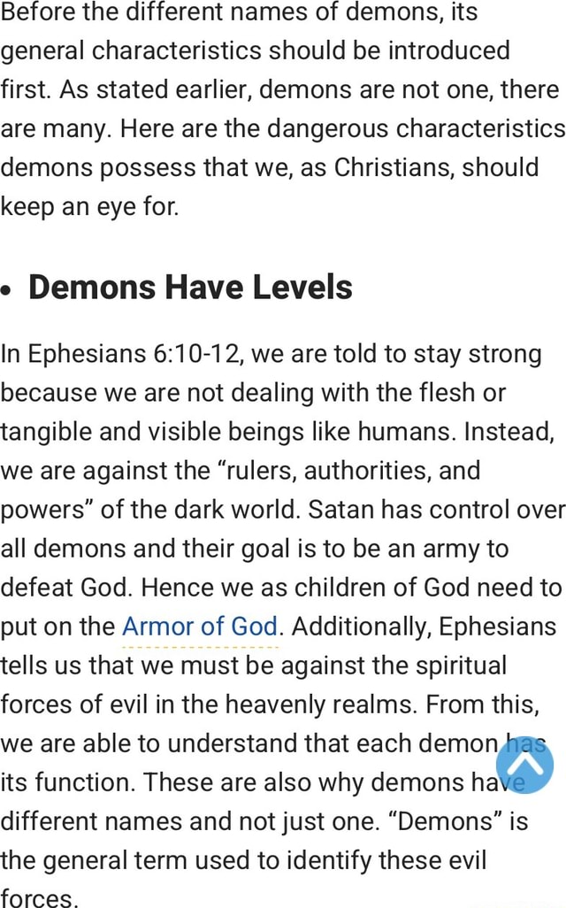 Before the different names of demons, its general characteristics ...