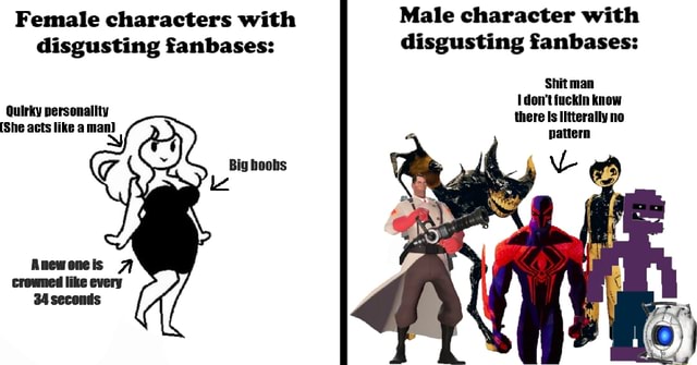 Female characters with Male character with disgusting fanbases ...