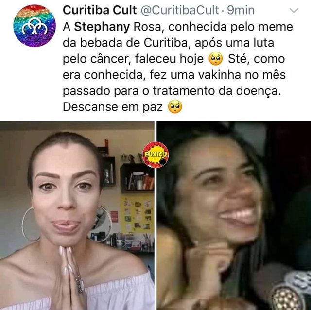 A Stephany Rosa, conhecida pelo meme da bebada de Curitiba, após uma ...