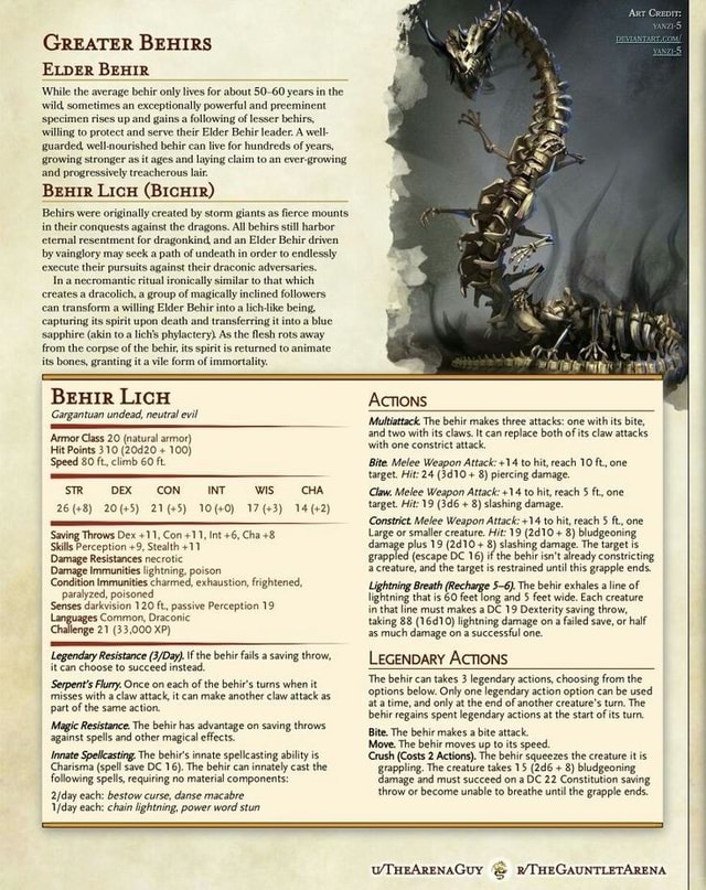 GREATER BEHIRS ELDER BEHIR 'While the average behir only lives for ...