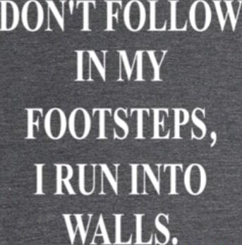 DON FOLLOW IN MY FOOTSTEPS, RUN INTO WALLS. - iFunny