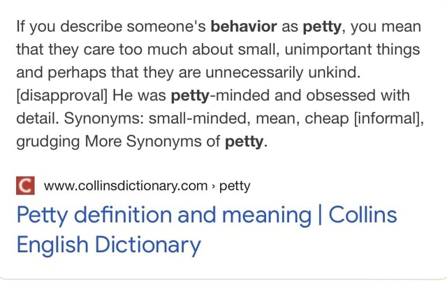 What does petty mean store