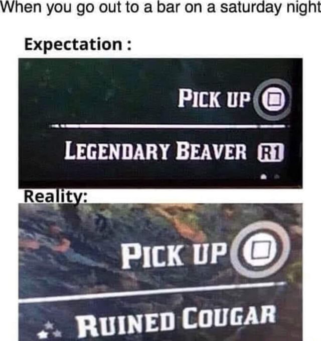 When you go out to a bar on a saturday night Expectation : PICK UP ...