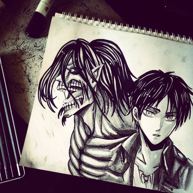 Artwork ft Eren & his other side by me. - iFunny