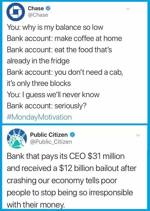 © Chase º @Chase You: why is my balance so low Bank account: make ...