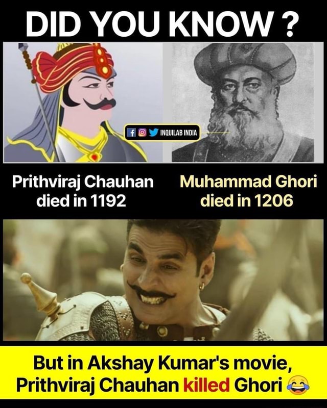 DID YOU KNOW Prithviraj Chauhan Muhammad Ghori died in 1192 died in ...
