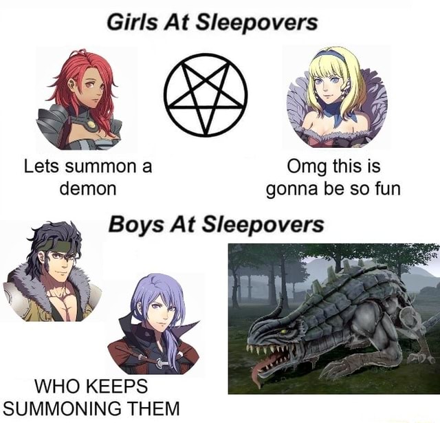Girls At Sleepovers Lets summon a Omg this is demon gonna be so fun ...