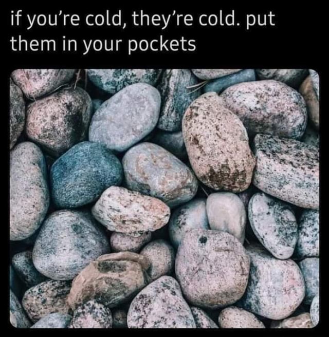 If you're cold, they're cold. put them in your pockets - iFunny