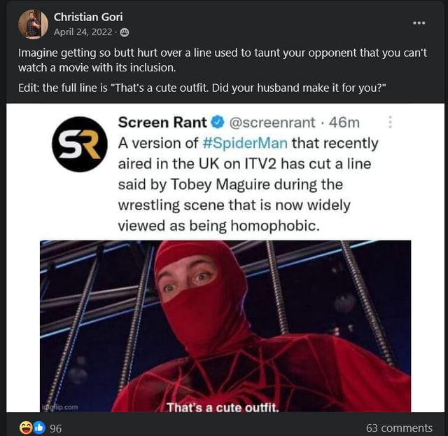 Christian Gori April 24, 2022 - Imagine getting so butt hurt over a ...