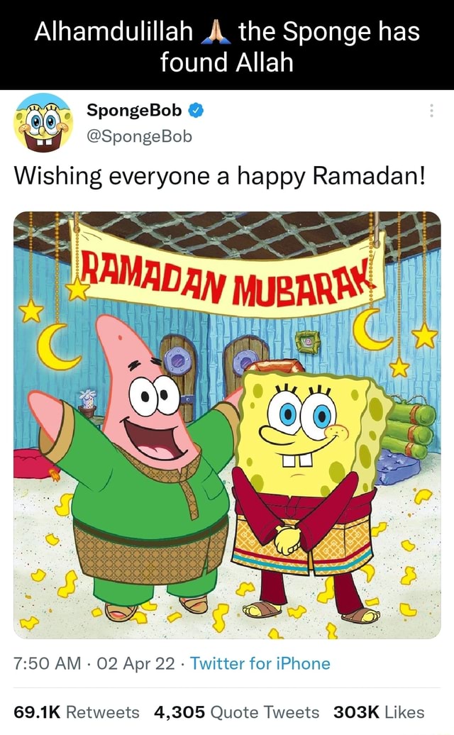 Alhamdulillah the Sponge has found Allah SpongeBob ww @SpongeBob ...