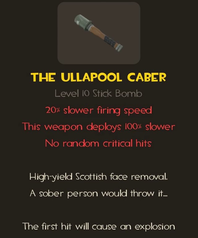 THE ULLAPOOL CABER Level IO STiCK Bomb 20/: Slower ﬁring Speed This ...