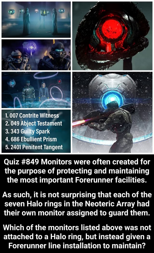 1. 007 Contrite Witness 2. 049 Abject Testament 3, 343 Guilty Spark 4 ...