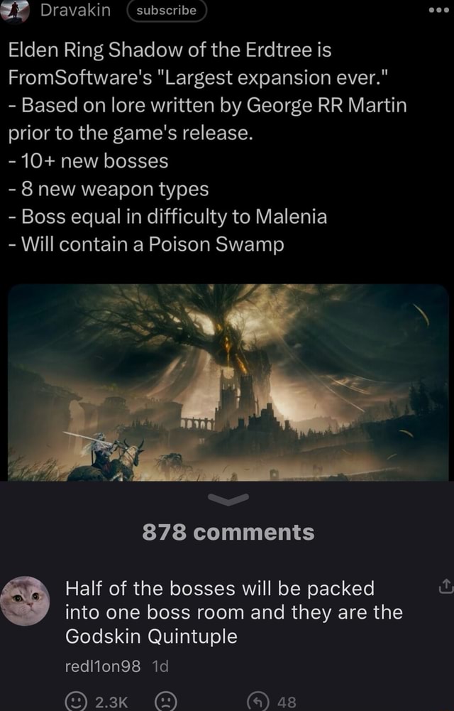 Elden Ring Shadow of the Erdtree is FromSoftware's "Largest expansion ...