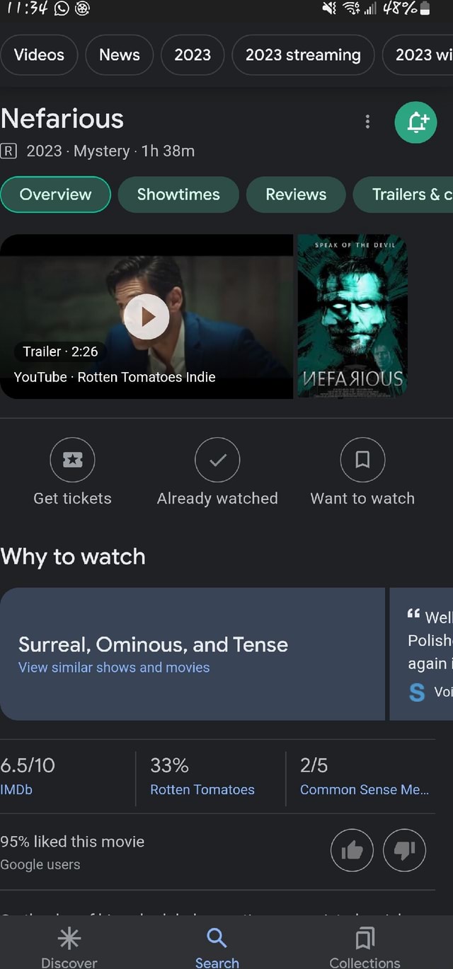 Videos News 2023 Nefarious [R] 2023 - Mystery Overview Showtimes Trailer - YouTube Rotten ...