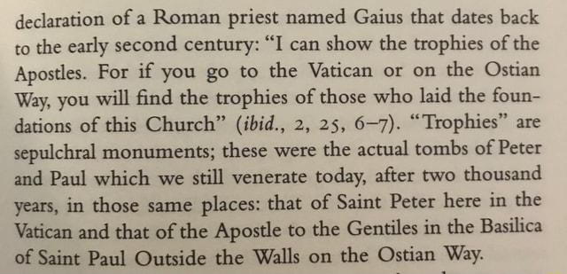 Declaration of a Roman priest named Gaius that dates back to the early ...