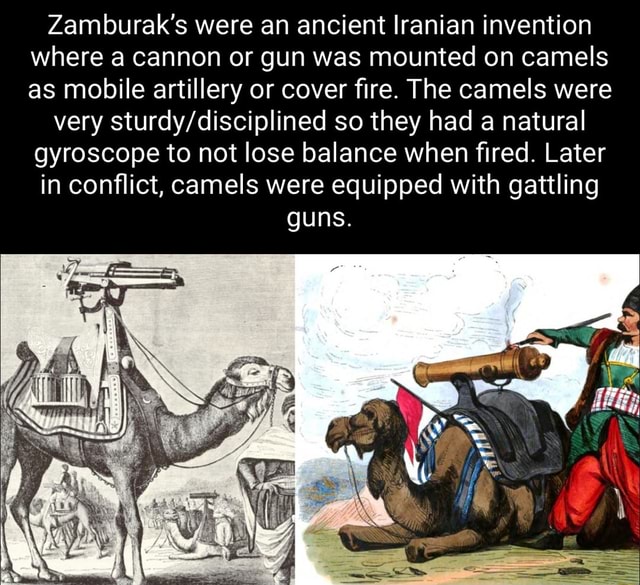 Zamburak's were an ancient Iranian invention where a cannon or gun was ...