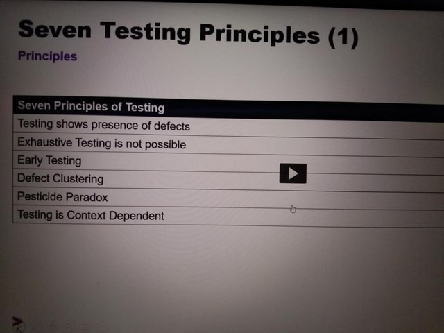 Oven Testing Principles I Seven Principles of Testing Testing shows ...