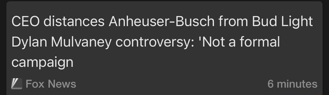 CEO distances Anheuser-Busch from Bud Light Dylan Mulvaney controversy: 'Not a formal campaign ...